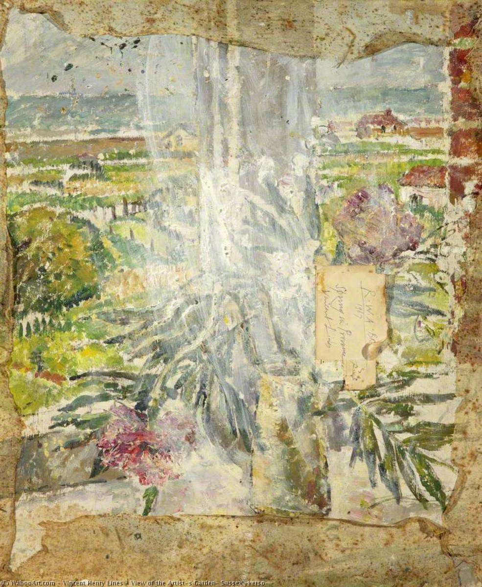 View of the Artist’s Garden, Sussex (verso) by Vincent Henry Lines ...