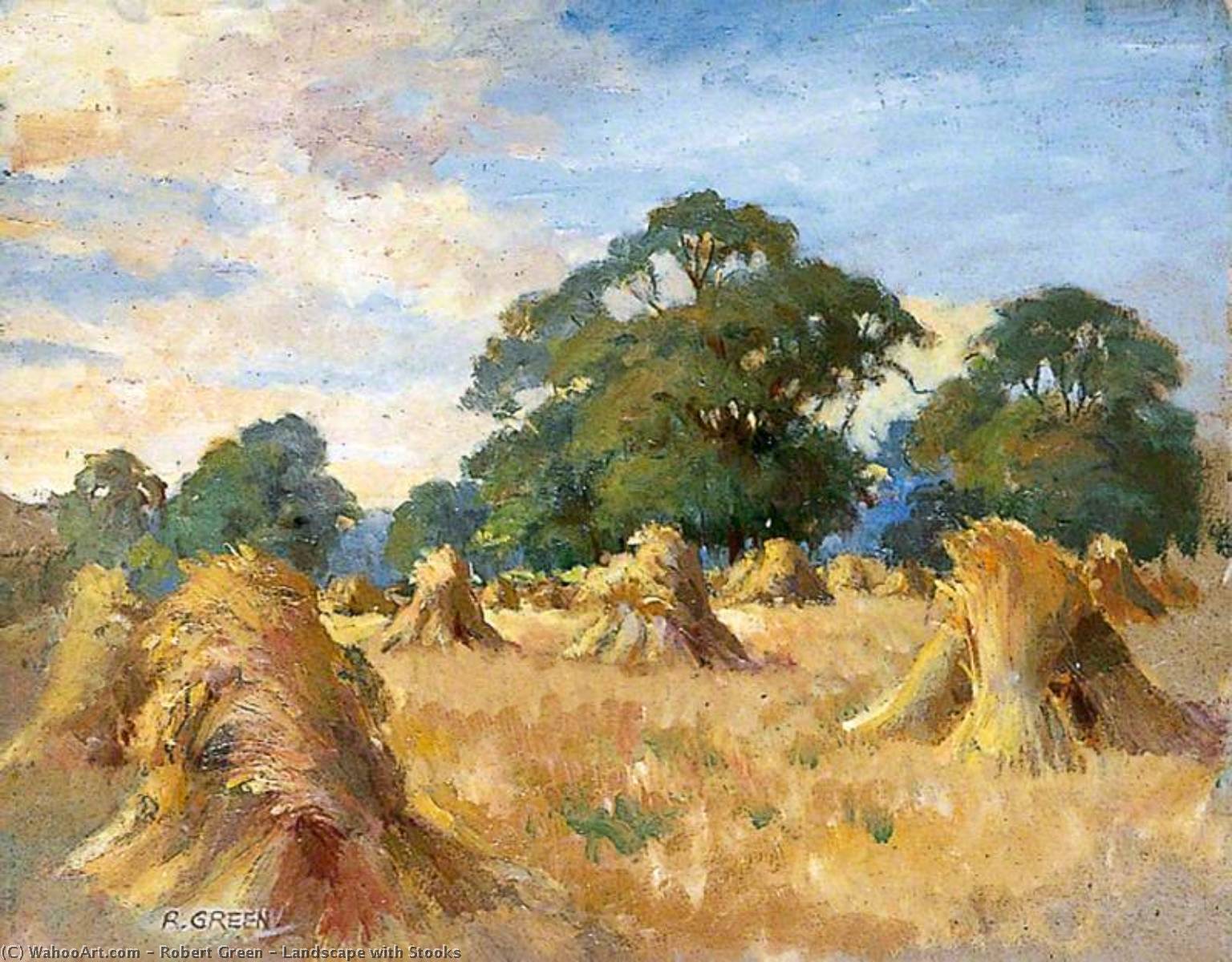 Landscape with Stooks by Robert Green Robert Green | ArtsDot.com