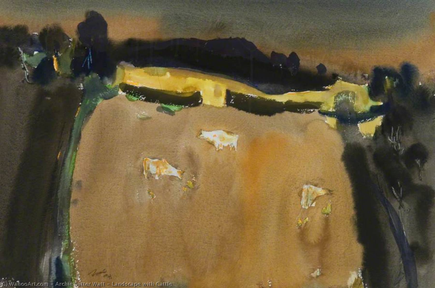 Landscape with Cattle, 1990 by Archie Sutter Watt Archie Sutter Watt ...