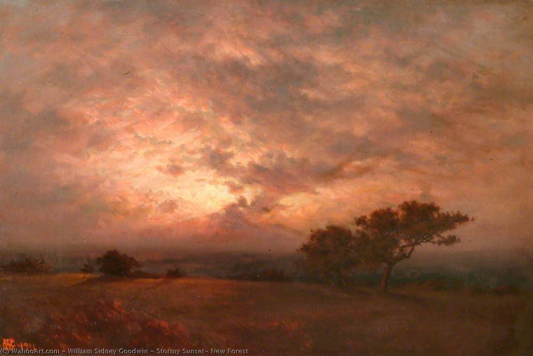 Stormy Sunset, New Forest by William Sidney Goodwin William Sidney ...