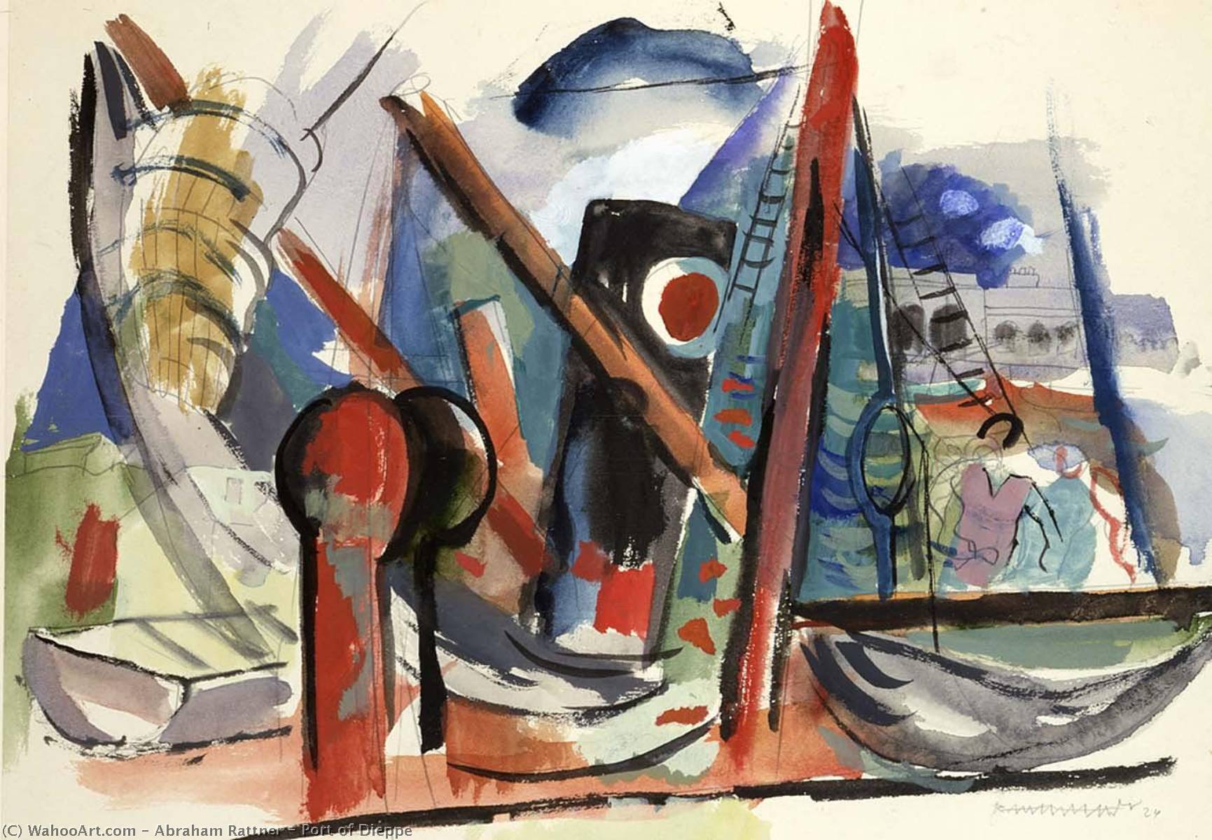 Buy Museum Art Reproductions Port of Dieppe by Abraham Rattner ...