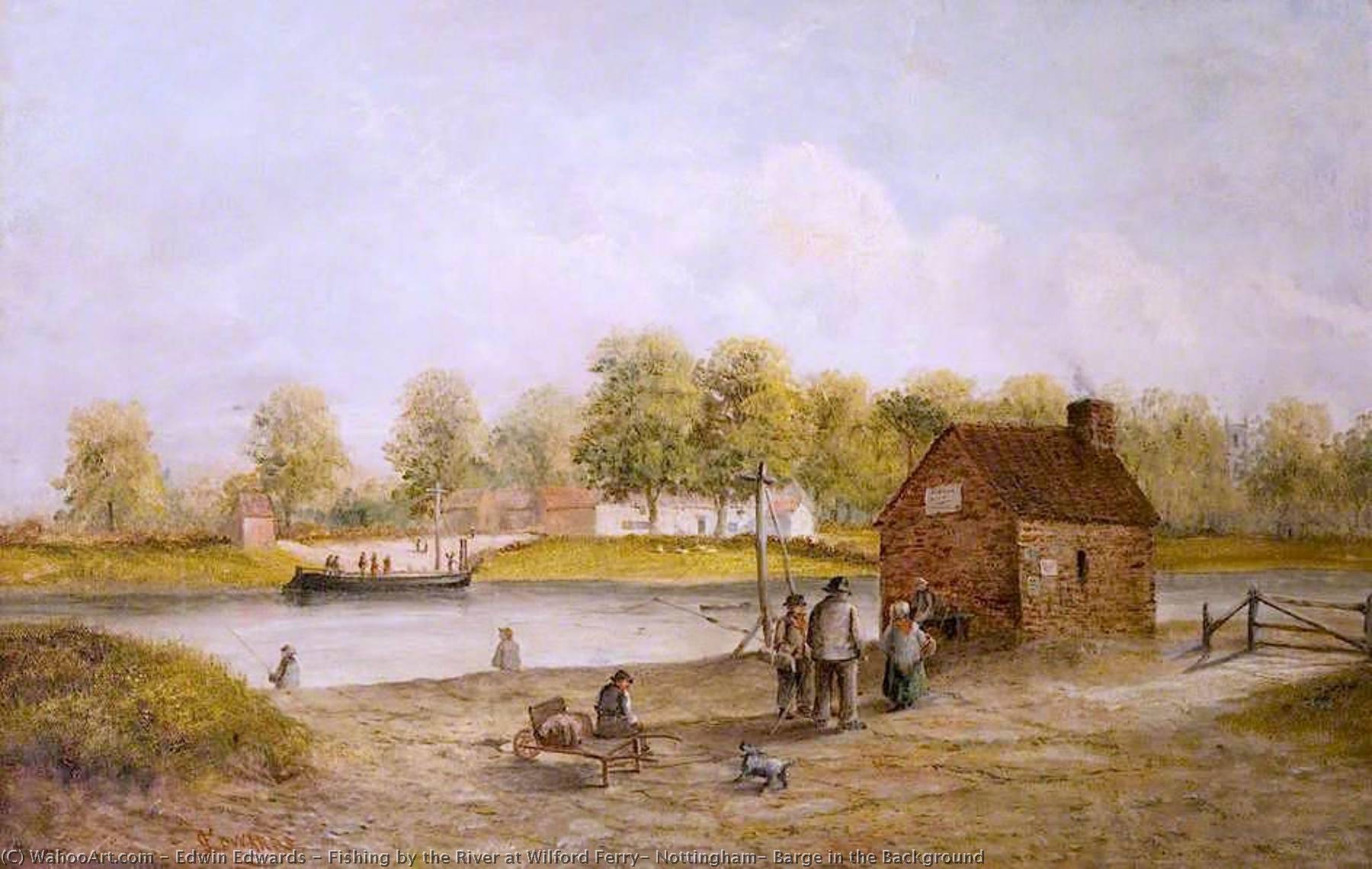 Oil Painting Replica Fishing by the River at Wilford Ferry, Nottingham ...