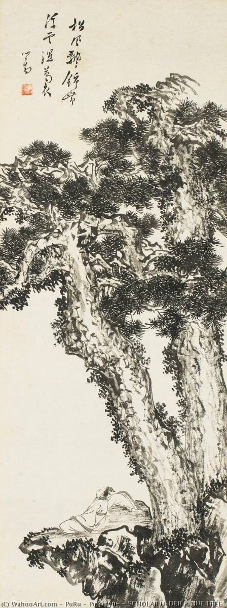Museum Art Reproductions SCHOLAR UNDER A PINE TREE by Puru ( Pu Xinyu ...