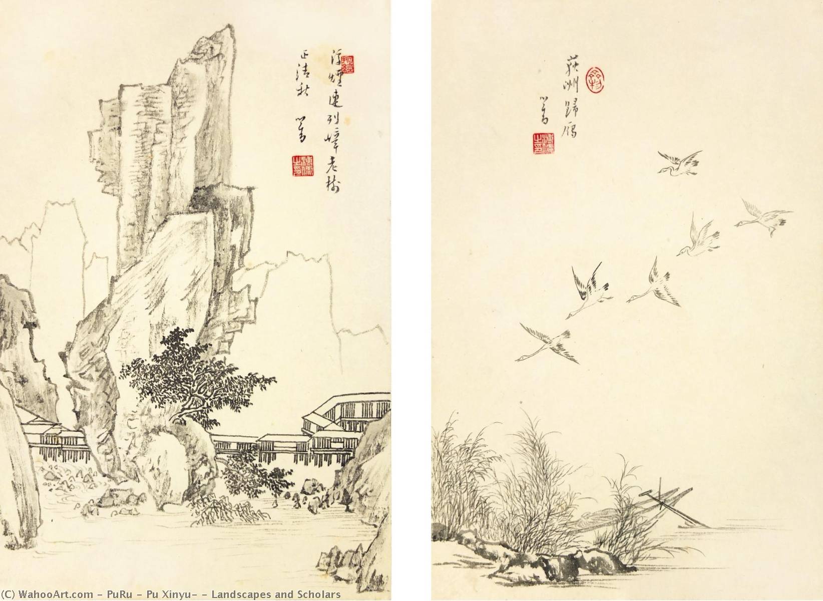 Get Paintings Reproductions Landscapes and Scholars by Puru ( Pu Xinyu ...