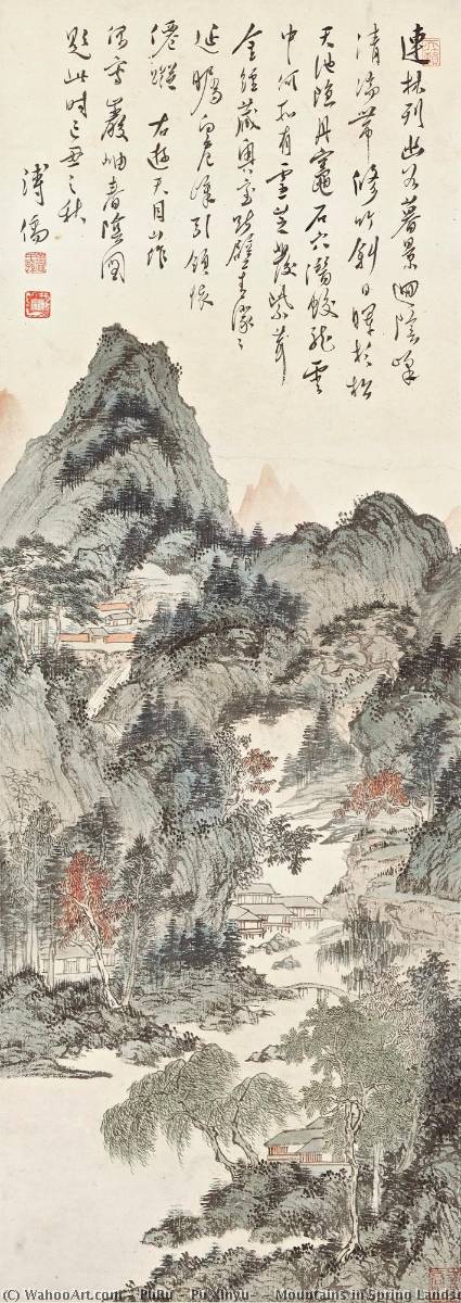 Art Reproductions Mountains in Spring Landscape by Puru ( Pu Xinyu ...