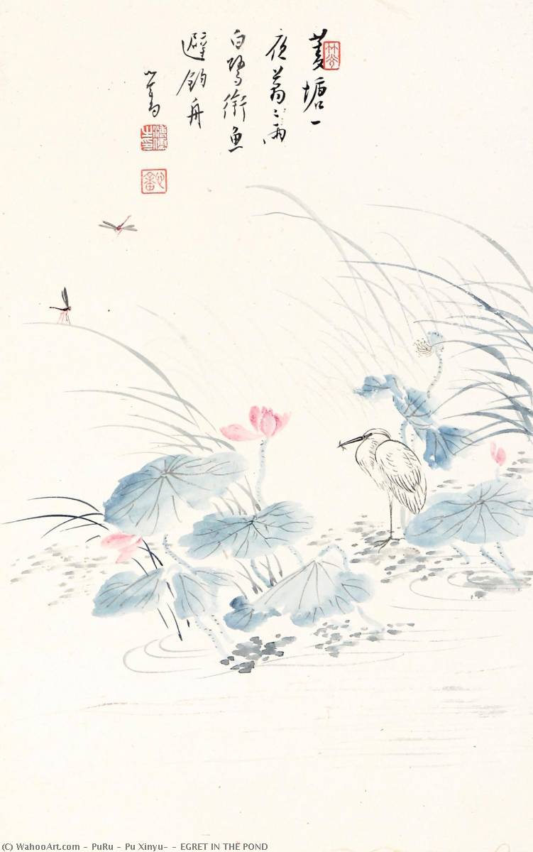 Purchase Oil Painting Replica EGRET IN THE POND by Puru ( Pu Xinyu ...