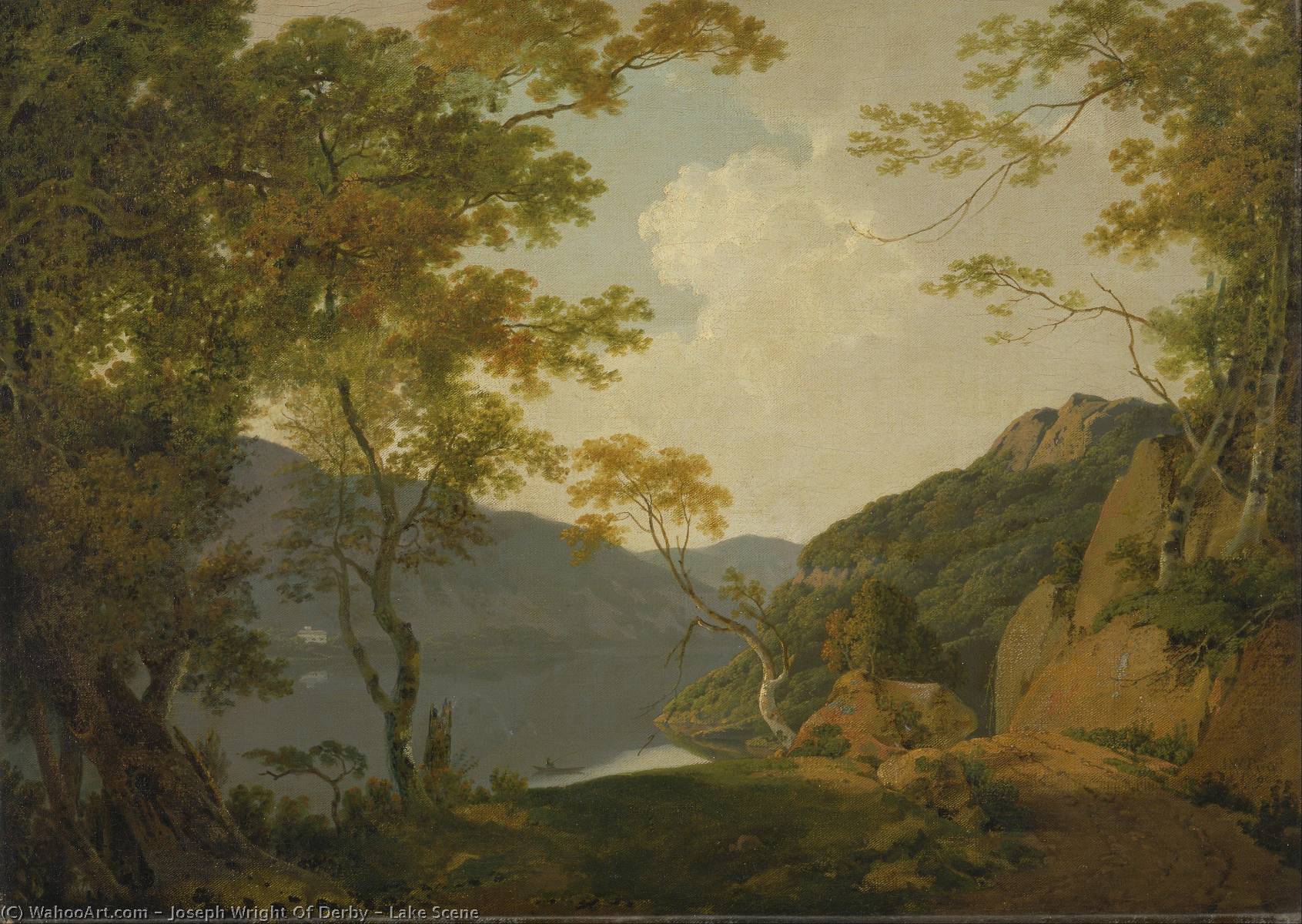 Artwork Replica Lake Scene, 1790 by Joseph Wright Of Derby (1734-1797 ...