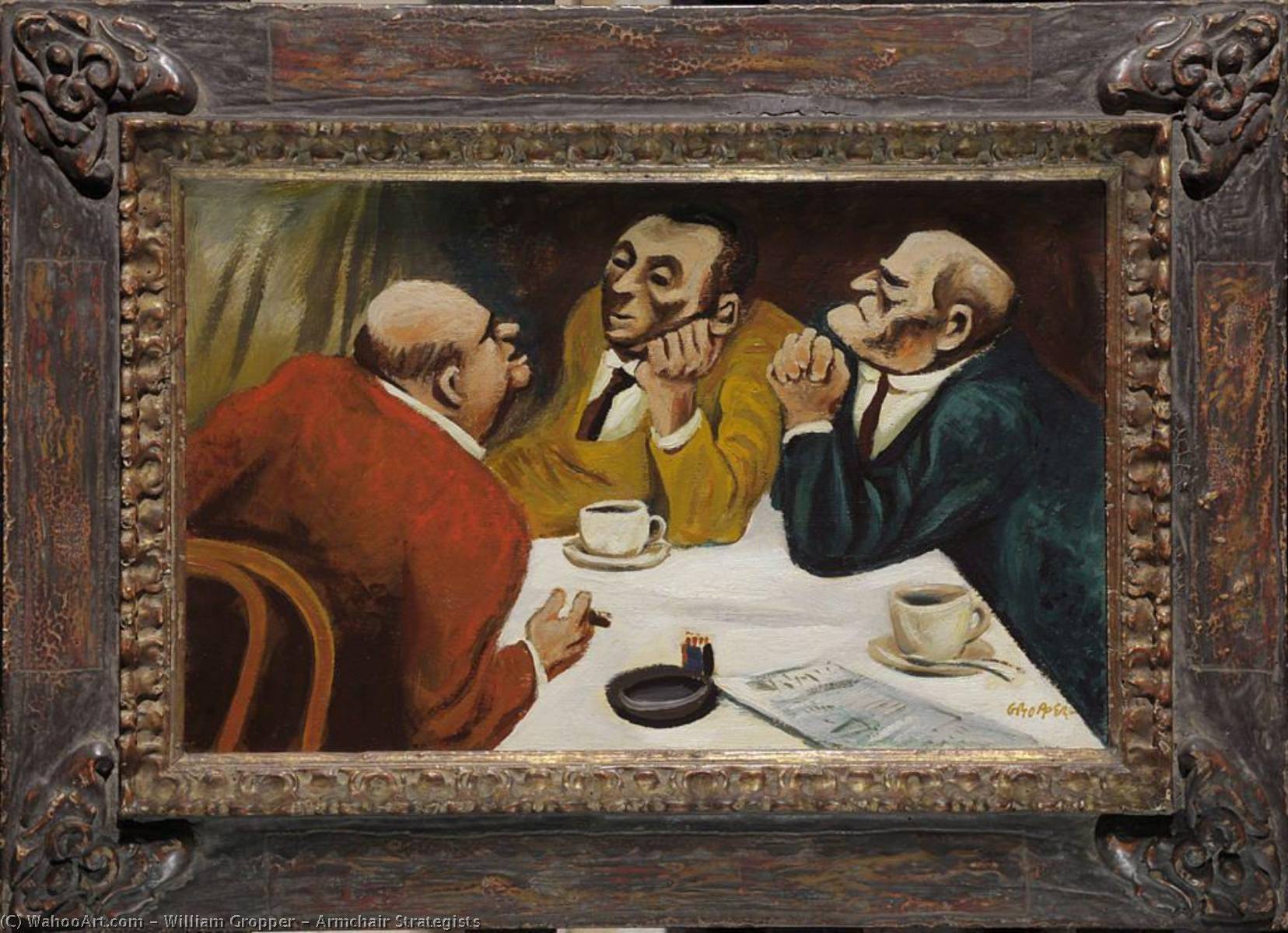 Paintings Reproductions | Armchair Strategists, 1942 by William Gropper ...