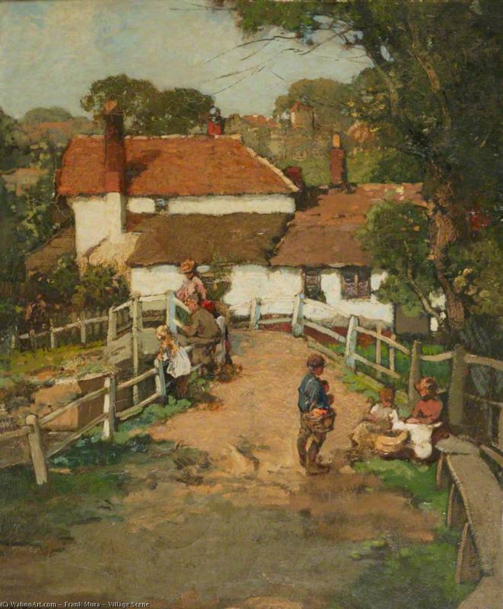 Artwork Replica Village Scene, 1913 by Frank Mura (1861-1913) | ArtsDot.com