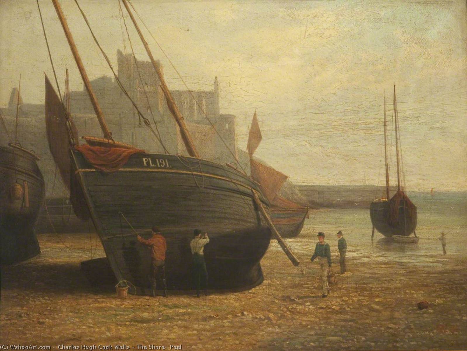 The Shore, Peel, 1883 por Charles Hugh Cook Wells Charles Hugh Cook ...