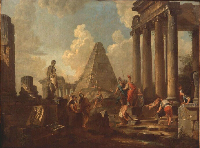 Achetez une impression de Alexandre le Grand devant le tombeau d'Achille - Hubert Robert