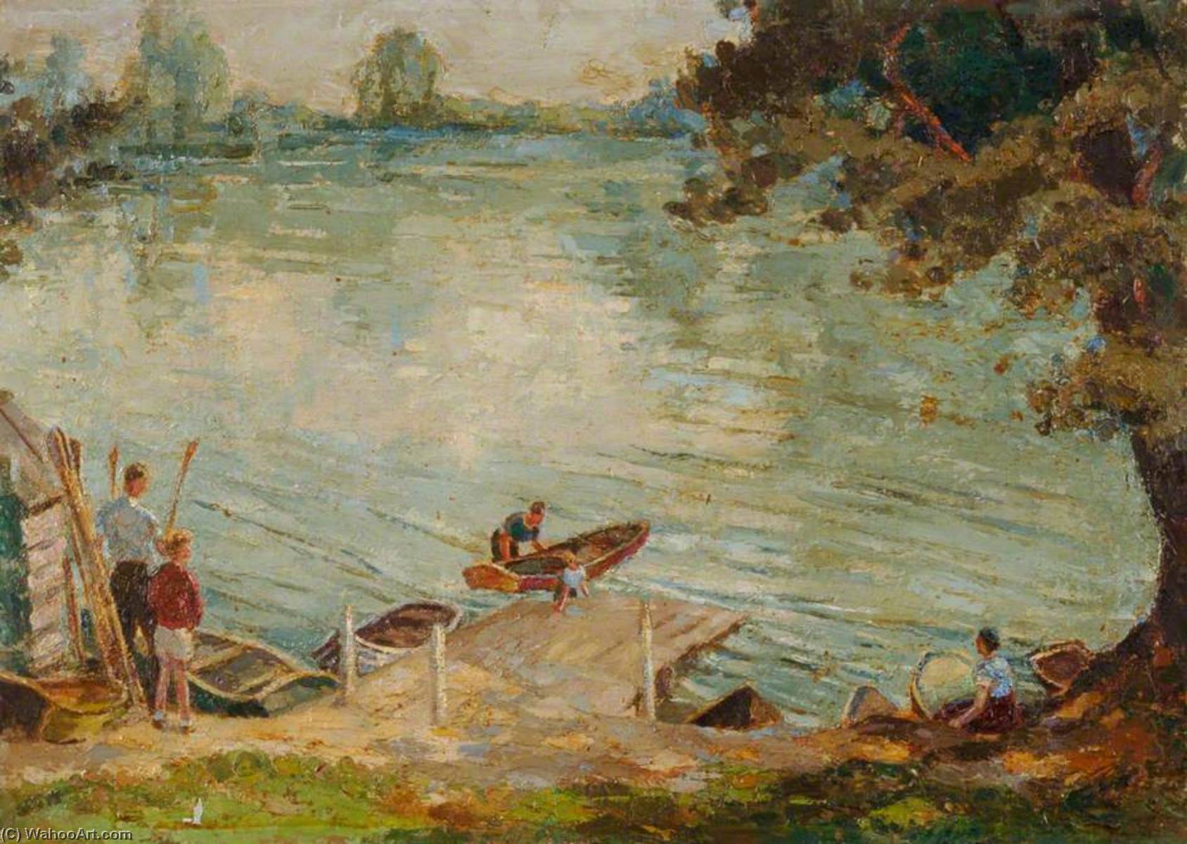 Buy a reproduction of Pontoon at Heath Lake, Petersfield (verso ...